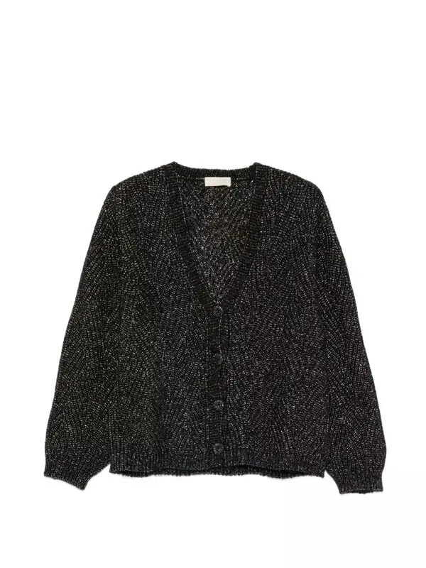Momoni Metallic-effect V-neck Wool Cardigan - Black