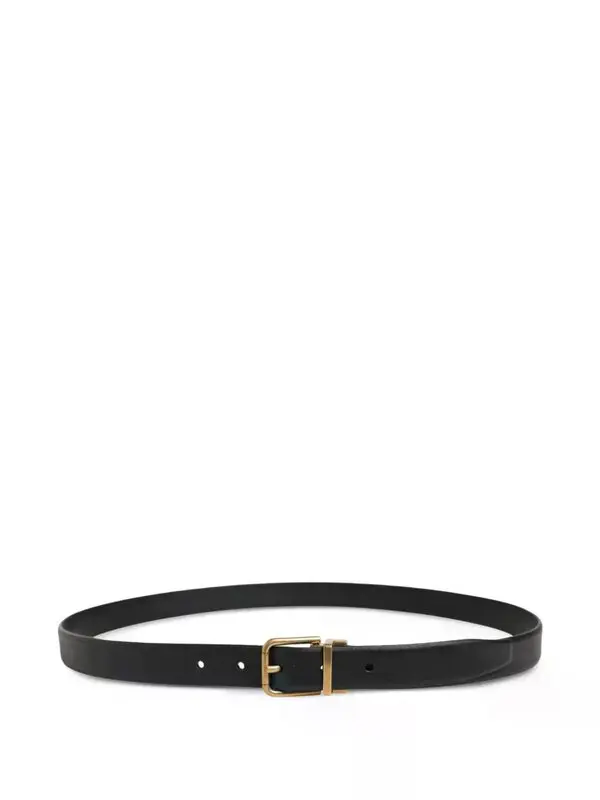 Dolce & Gabbana Leather Belt With Gold-tone Buckle - Black