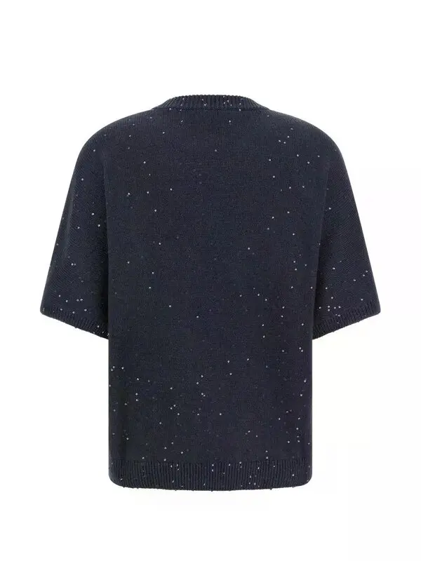 Brunello Cucinelli Sequin Embellished Short Sleeve Sweater