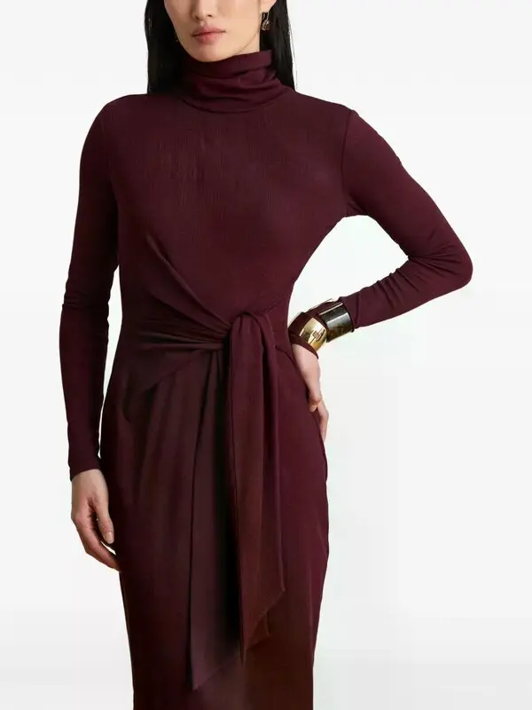 Ralph Lauren Rib Knit Tie-front Turtleneck Dress