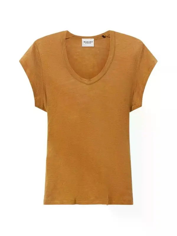 MARANT ETOILE Zankou V-neck T-shirt - Brown