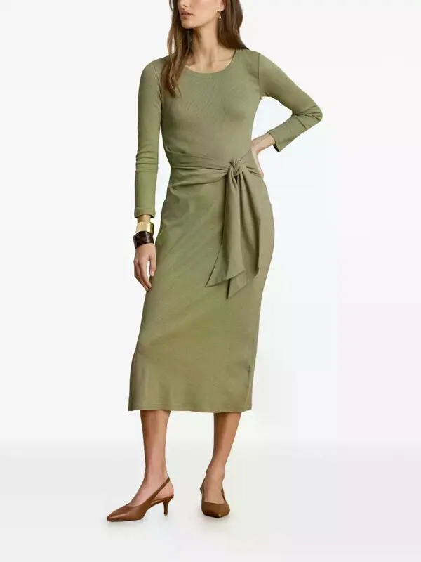 Ralph Lauren Belted Georgette Surplice Midi Dress - Green
