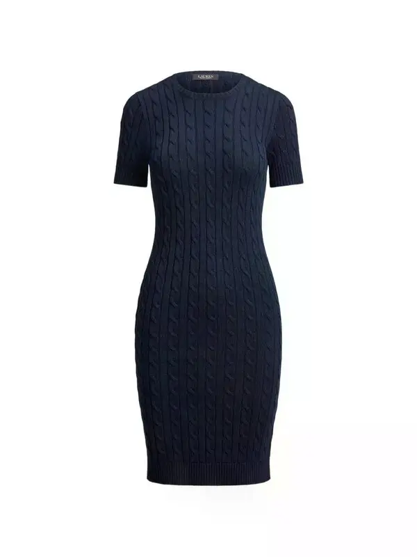 Ralph Lauren Navy Cable-knit Short-sleeve Mini Dress