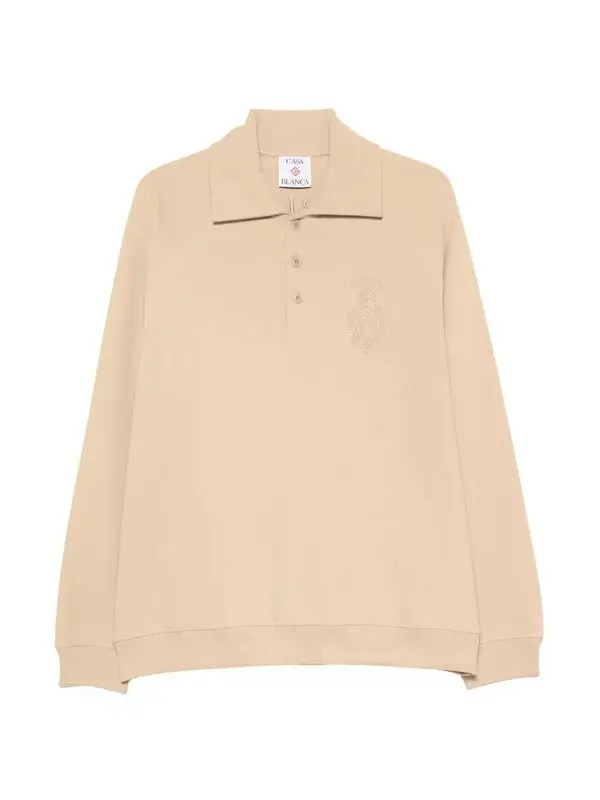 Casablanca Embroidered Raglan-sleeve Polo Shirt - Neutrals