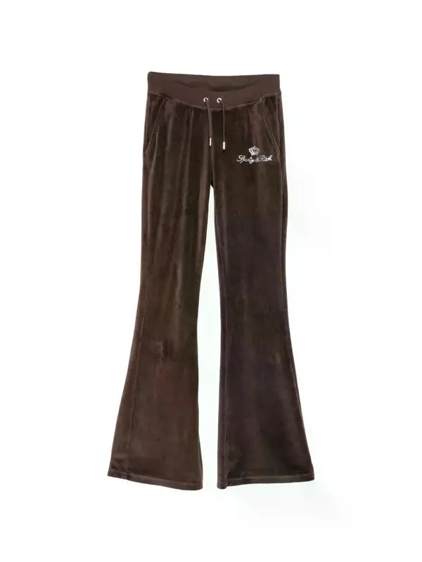 SPORTY & RICH X Juicy Couture Rhinestone Velour Track Pants - Brown