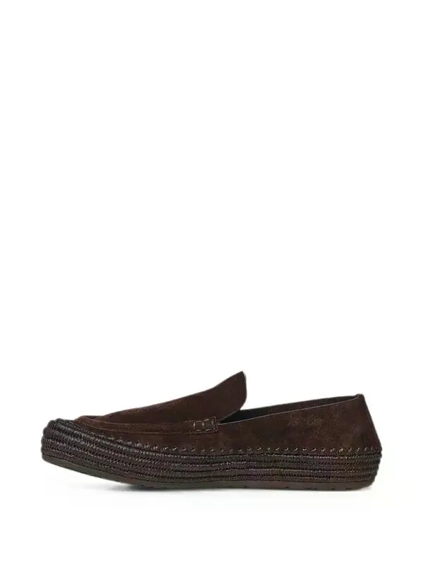 Loewe Braided Sole Suede Loafers