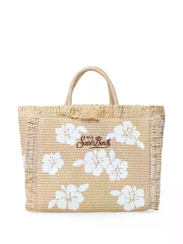 MC2 SAINT BARTH Floral Embroidered Fringed Tote Bag