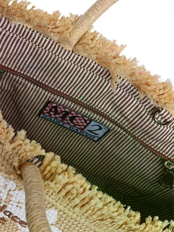 MC2 SAINT BARTH Floral Embroidered Fringed Tote Bag