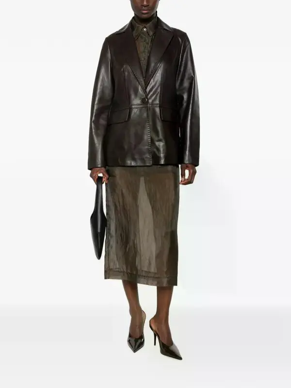 ADRIANNA FERETTI Leather Button-fastening Jacket