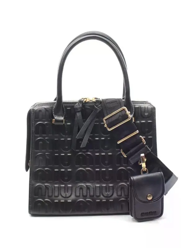 Miu Miu Embossed Logo Handbag - Black