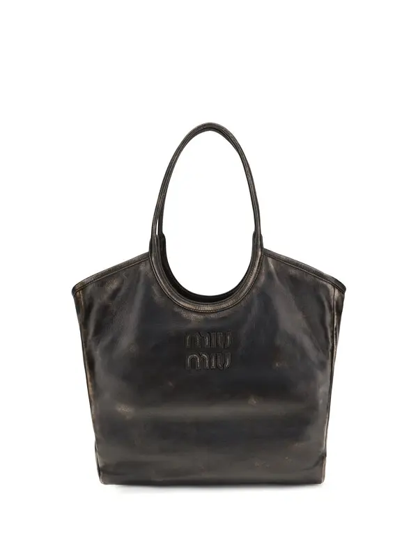 Miu Miu Ivy Leather Tote Bag - Brown