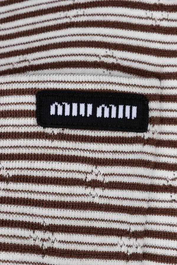 Miu Miu Striped Long Sleeve Knitwear