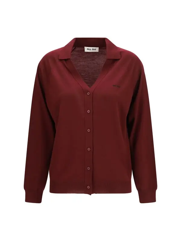 Miu Miu Virgin Wool Cardigan With Collar - Multicolor