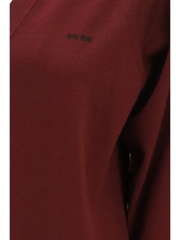 Miu Miu Virgin Wool Cardigan With Collar - Multicolor
