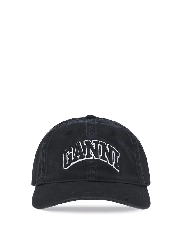 GANNI Embroidered Logo Baseball Cap - Black