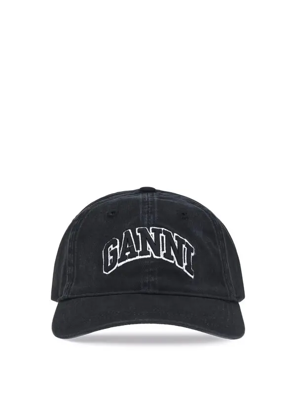 GANNI Embroidered Logo Baseball Cap - Black
