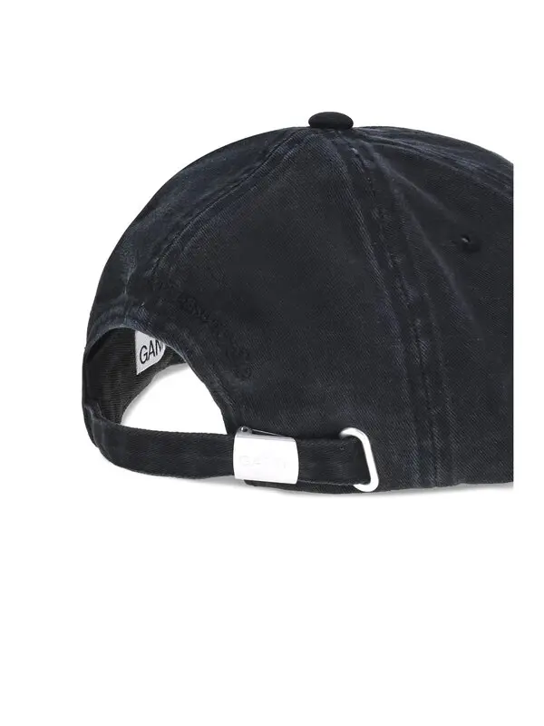 GANNI Embroidered Logo Baseball Cap - Black