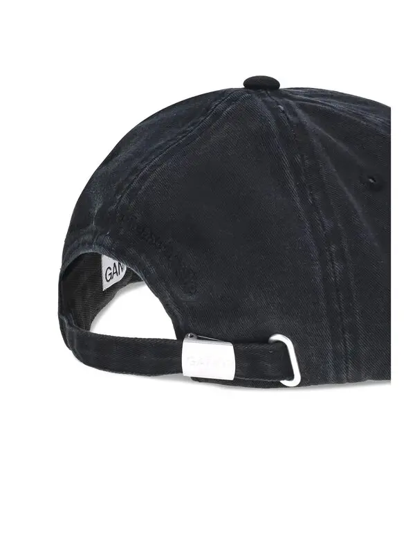 GANNI Embroidered Logo Baseball Cap - Black