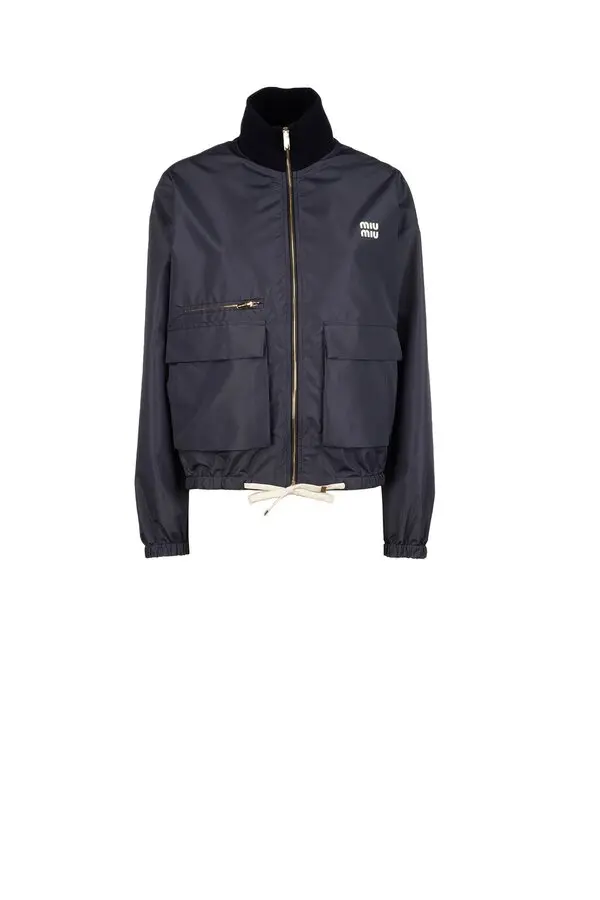 Miu Miu Zip-up Jacket With Pockets And Drawstring Hem - Multicolor