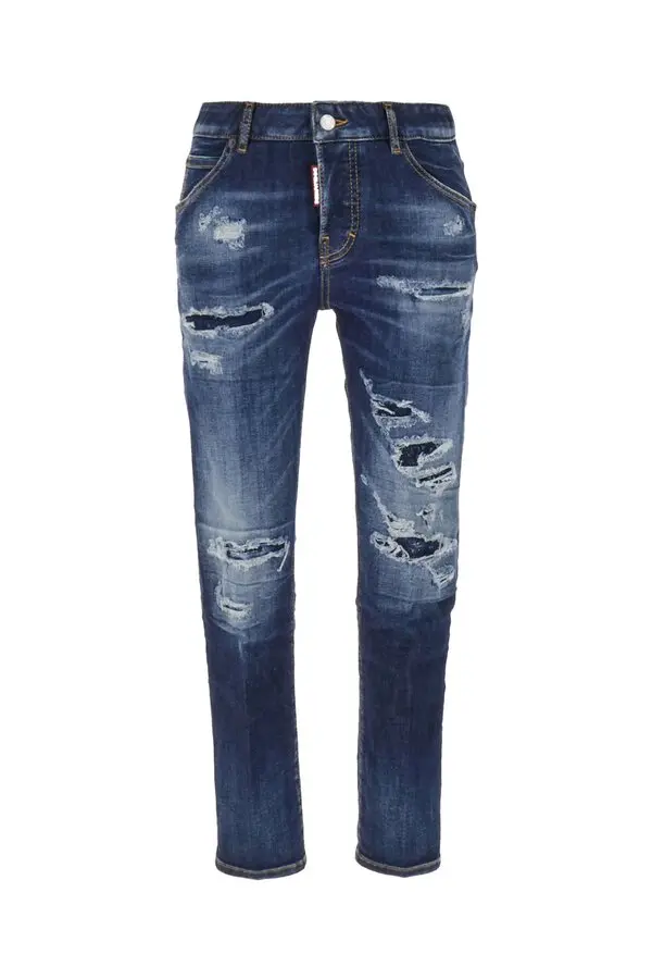 Dsquared2 Distressed Dark Wash Slim Fit Jeans - Multicolor