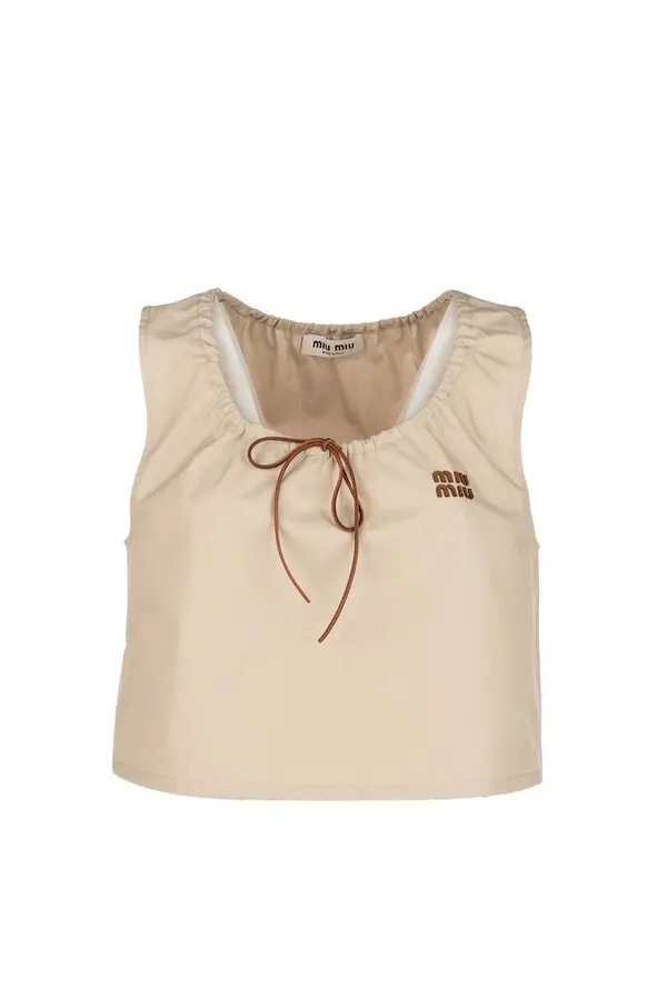 Miu Miu Sleeveless Top With Tie Detail - Multicolor