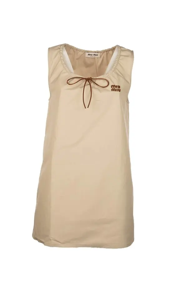 Miu Miu Sleeveless Dress With Tie Neck - Multicolor