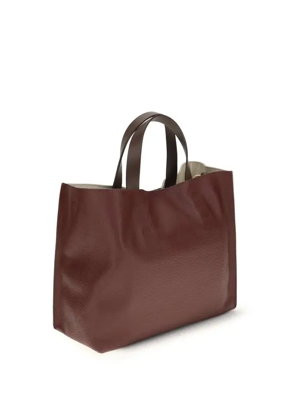 Marni Museo Tote Bag In Soft-grained Calf Leather - Cream