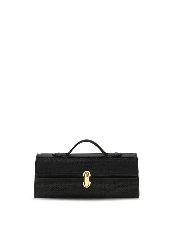 Savette Raffia Slim Symmetry Pochette - Black