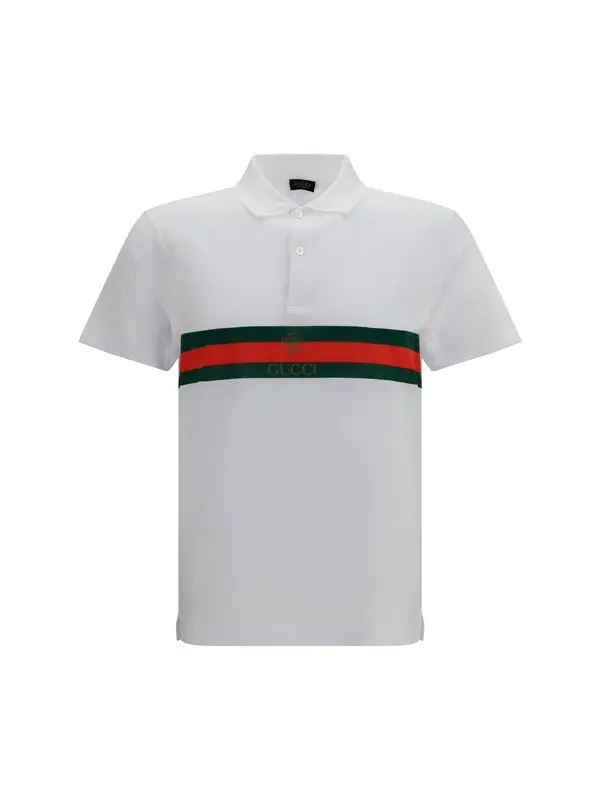 Gucci Cotton Jersey Polo Shirt With Web - White