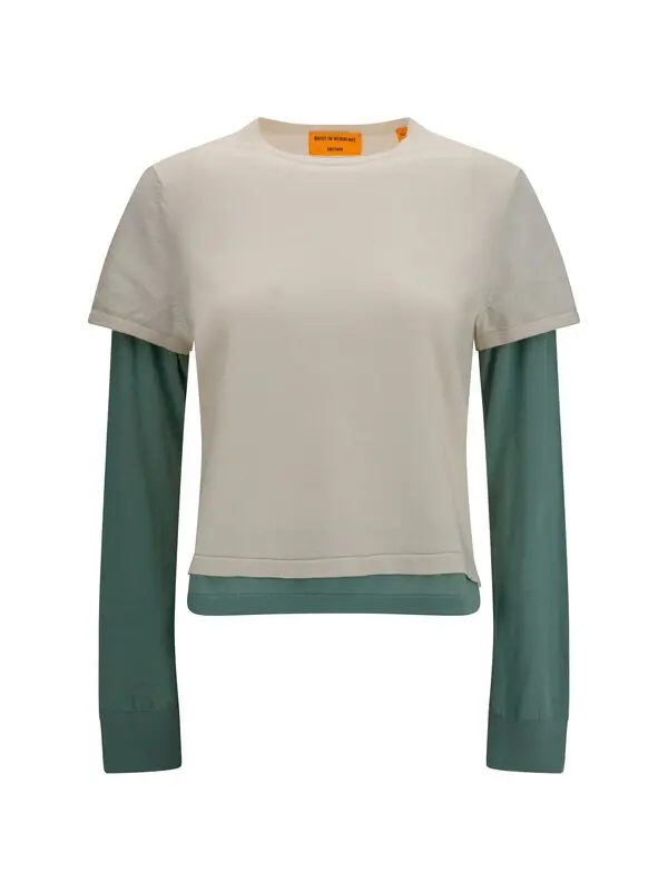 Guest In Residence Layered Jersey And Silk Blend Sweater - Multicolor