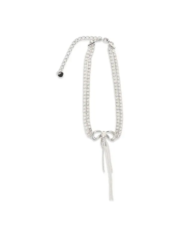 SELF-PORTRAIT Crystal Double Bow Choker With Sparkling Drops