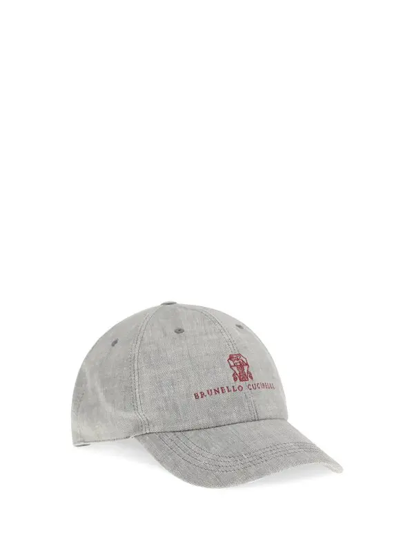 Brunello Cucinelli Baseball Cap In Linen And Virgin Wool