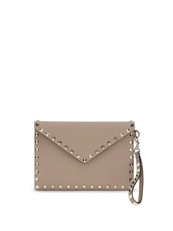 Valentino Garavani Rockstud Pouch In Grained Calfskin - Multicolor