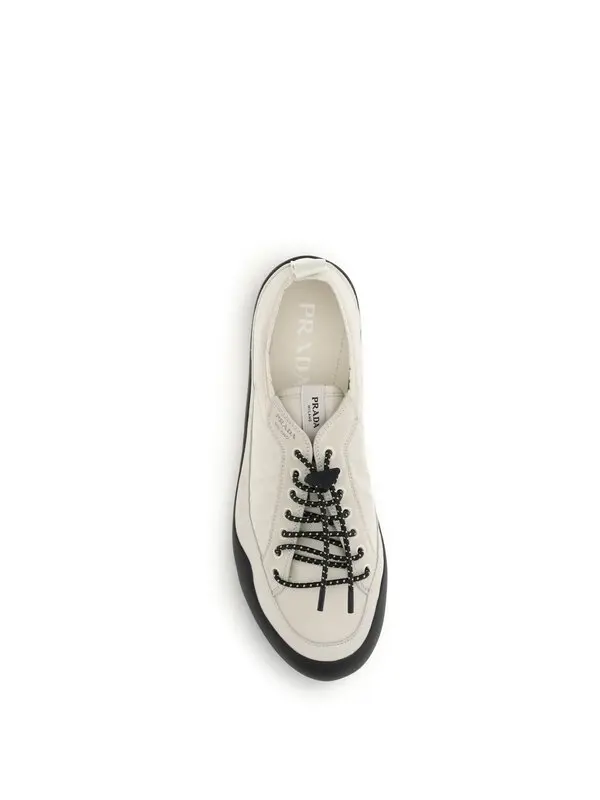 Prada Leather And Fabric Sneakers With Elastic Laces - Multicolor