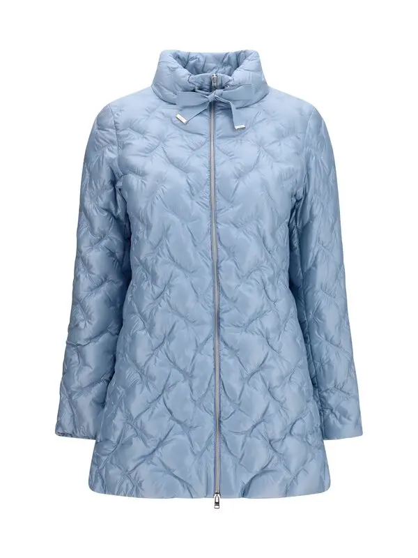 Herno Quilted Midi Down Jacket With Drawstring Collar - Blue