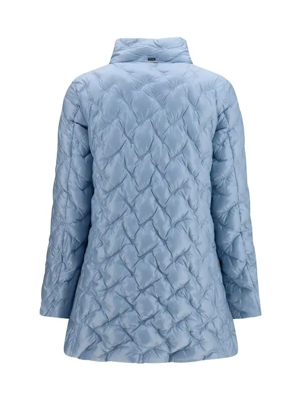 Herno Quilted Midi Down Jacket With Drawstring Collar - Blue