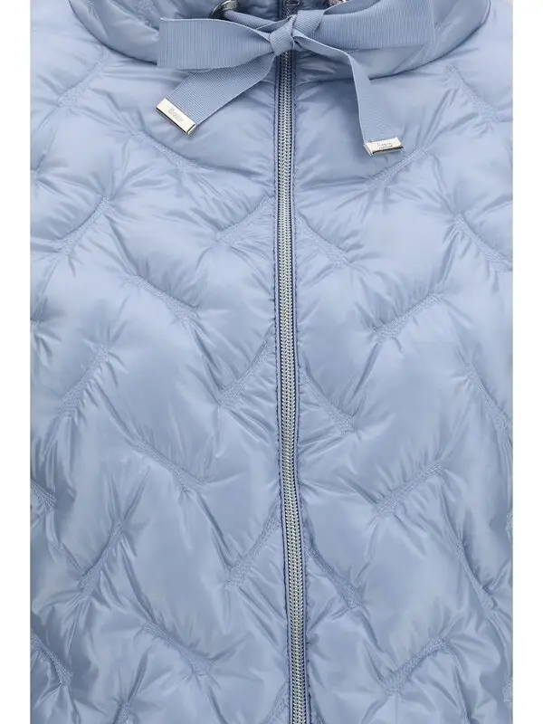 Herno Quilted Midi Down Jacket With Drawstring Collar - Blue