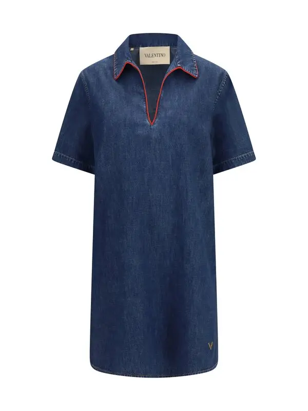 Valentino Garavani Chambray Denim Kaftan Dress - Blue