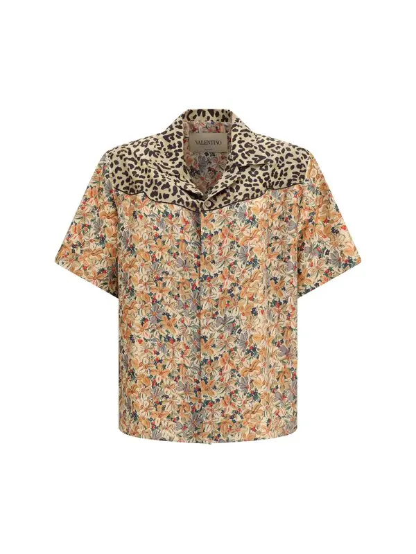 Valentino Garavani Short-sleeve Floral And Leopard Print Shirt