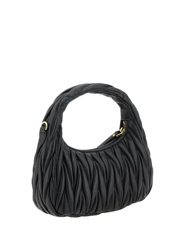Miu Miu Matelassé Hobo Handbag - Black