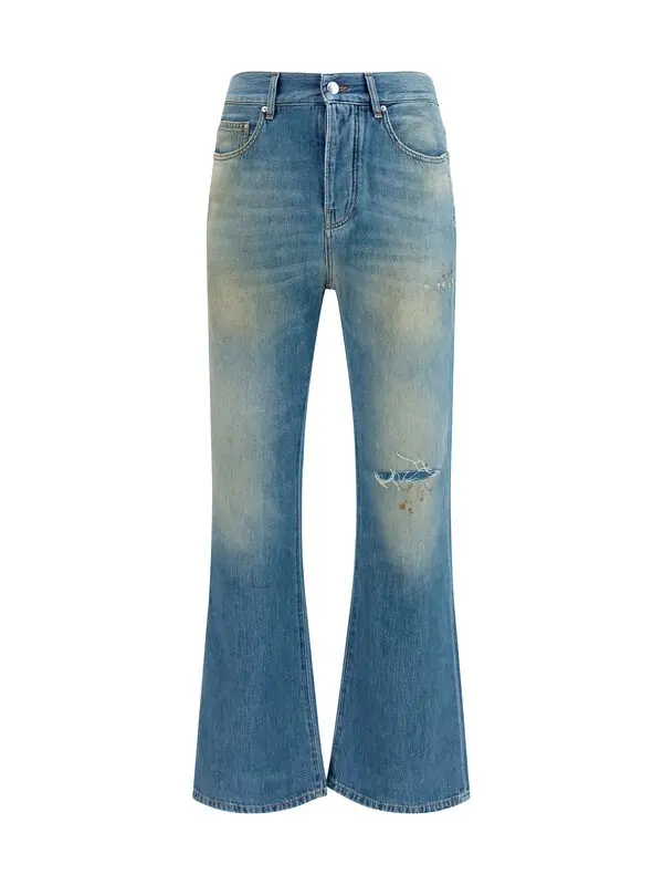 Amiri Slash Flared Distressed Jeans - Blue