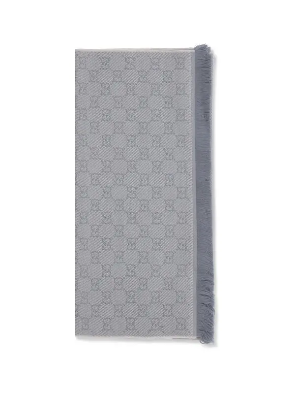 Gucci Gg Supreme Embroidered Wool Scarf - Gray