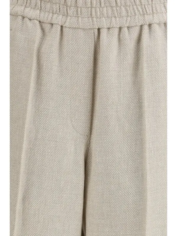 Brunello Cucinelli Chevron Pattern Elasticated Waistband Wide-leg Pants - Cream
