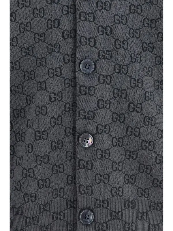 Gucci Silk And Wool Gg Print Cardigan - Gray