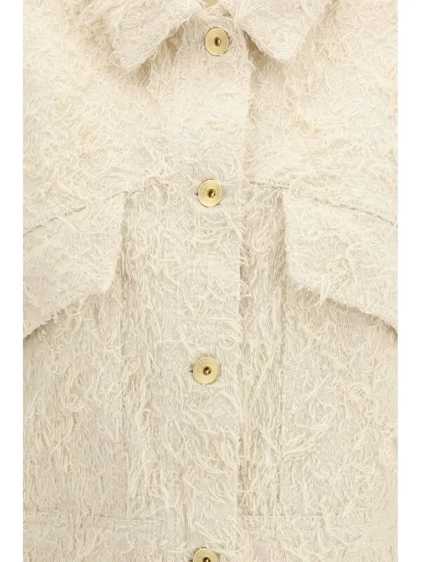 Brunello Cucinelli Fuzzy Dyed Denim Monili Embellished Cropped Jacket - Multicolor