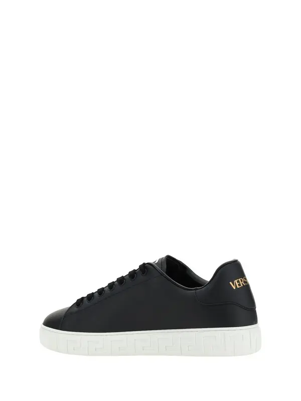 Versace Leather Lace-up Sneakers With Greca Pattern Sole