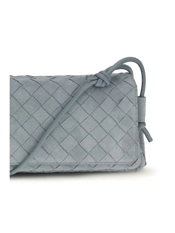 Bottega Veneta Suede Intrecciato Notturno Clutch - Blue