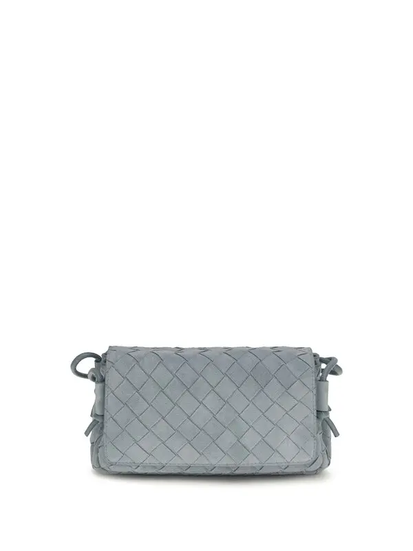 Bottega Veneta Suede Intrecciato Notturno Clutch - Blue