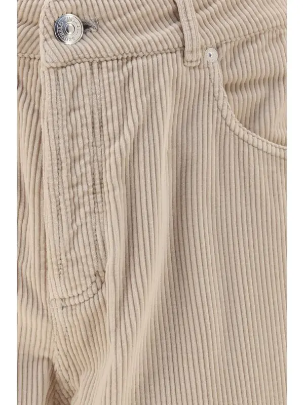 Brunello Cucinelli Corduroy Straight Leg Pants - Cream