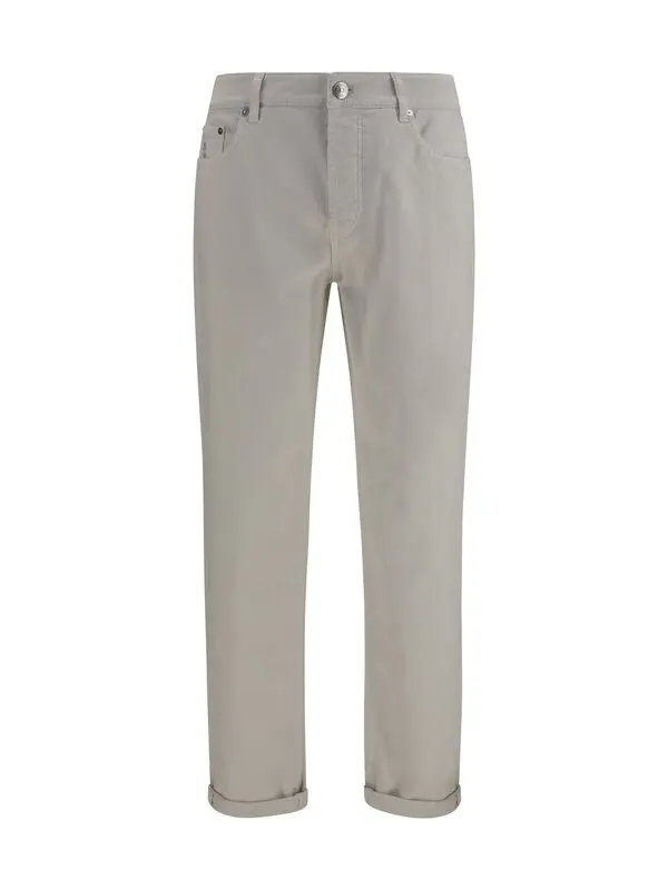 Brunello Cucinelli Cotton Jeans With Turn-up Hem - White